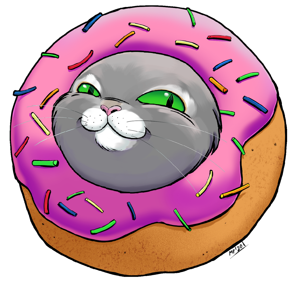 Strawberry Donut Cat Head 5" Vinyl Sticker - MastaFran ComicsMastaFran ...